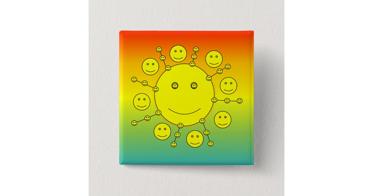 Happy Smiling Sunny Faces Emoji Pinback Button | Zazzle