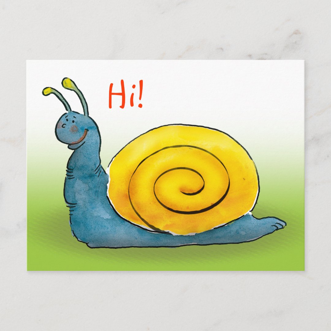 Happy snail | Hi Postcard | Zazzle