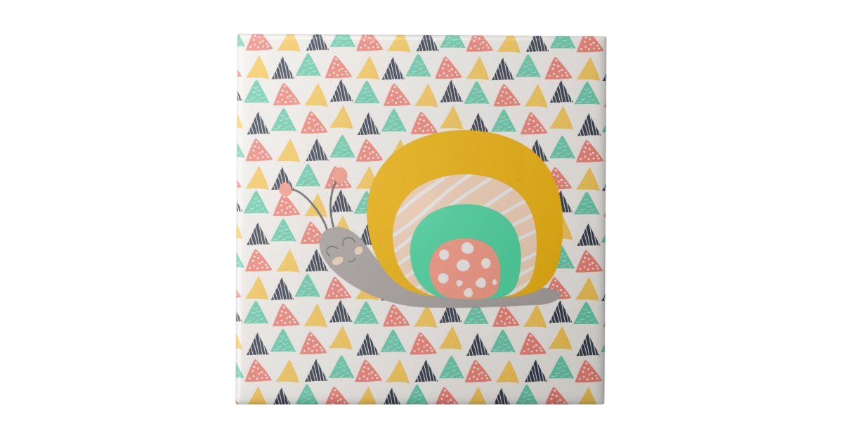 Happy Snail on Triangles Tile | Zazzle