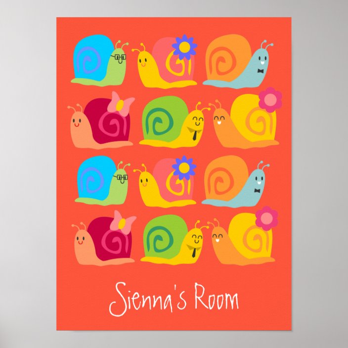 Happy snails cute snails poster | Zazzle.com