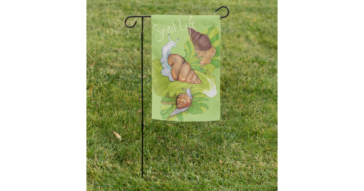 Happy Snails on Lettuce Leaf Art Garden Flag | Zazzle
