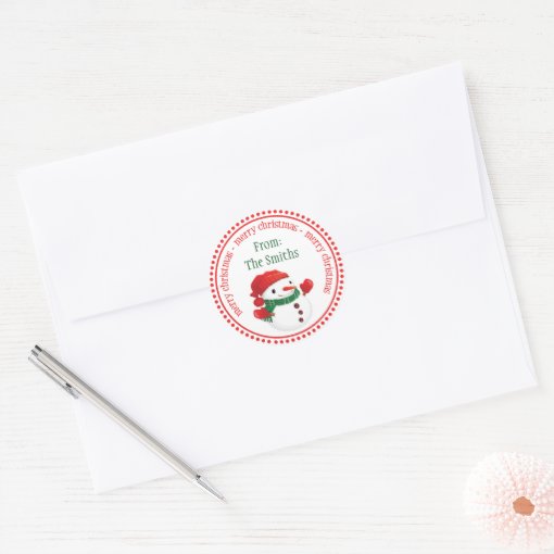 Happy Snowman Dot Circle Labels | Zazzle