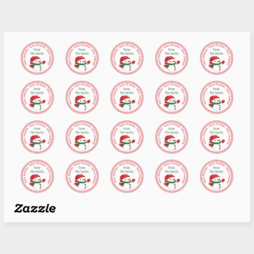 Happy Snowman Dot Circle Labels | Zazzle