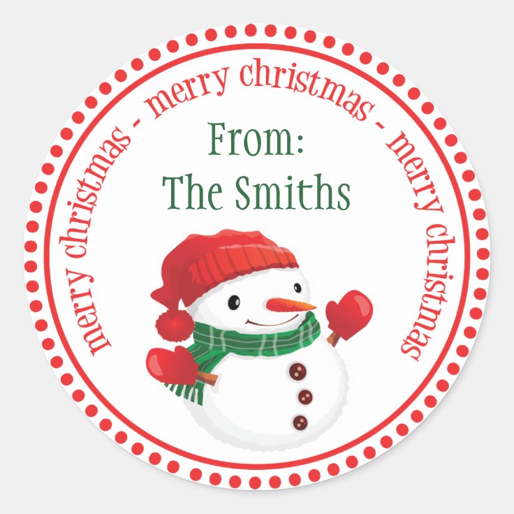 Happy Snowman Dot Circle Labels | Zazzle