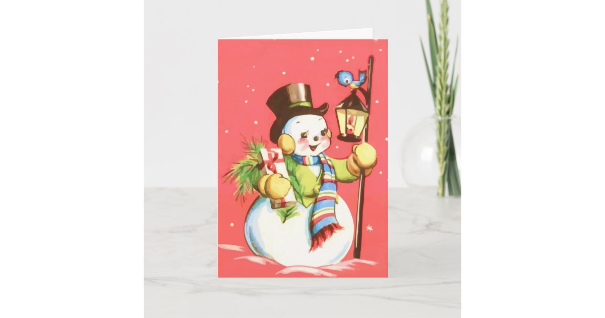 Happy Snowman Holiday Card | Zazzle