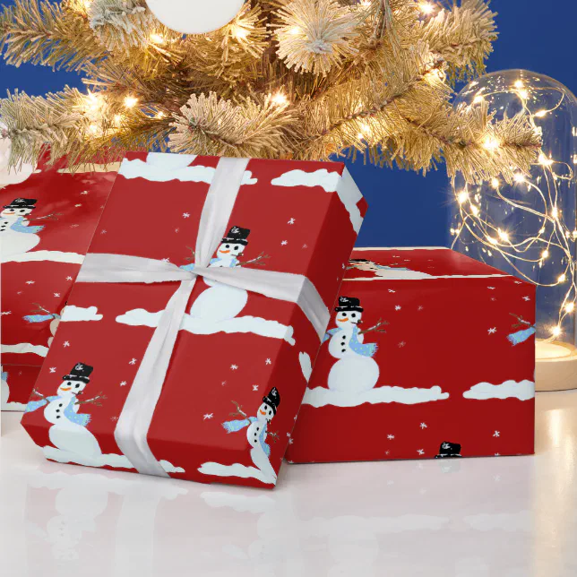 Happy Snowman Pattern Christmas Winter Wrapping Paper | Zazzle