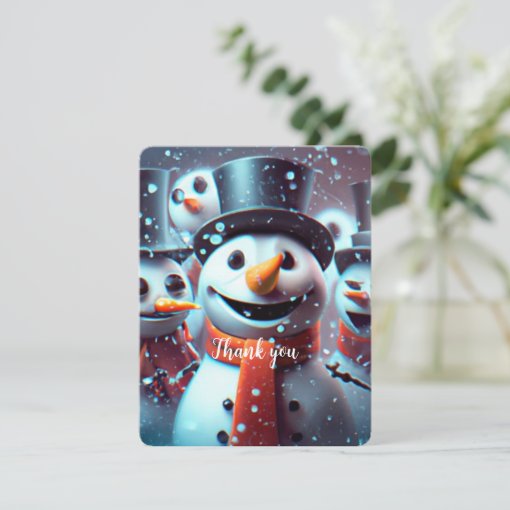 Happy Snowmen Thank You Card | Zazzle