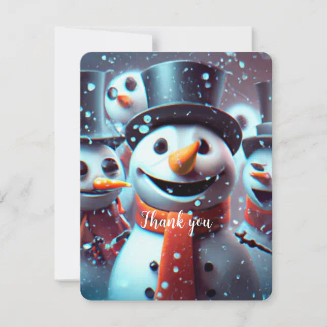 Happy Snowmen Thank You Card | Zazzle