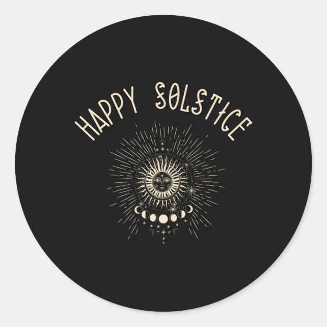 Happy Solstice Winter Sun Celestial Classic Round Sticker | Zazzle