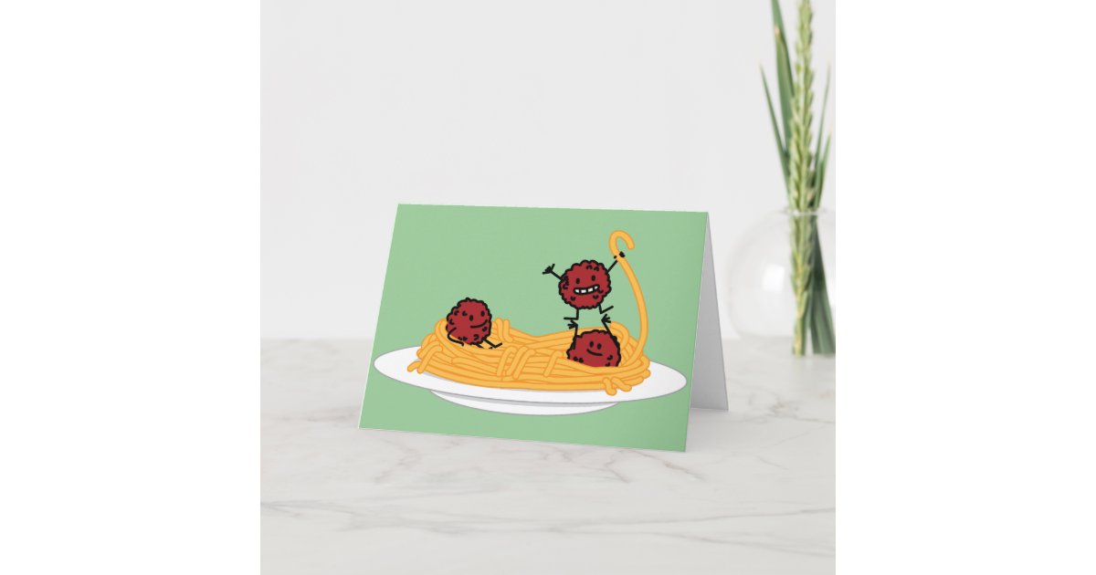 Happy Spaghetti and Meatballs Thank You Card | Zazzle