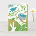 Happy Spring Birds & Bunny Greeting Card | Zazzle