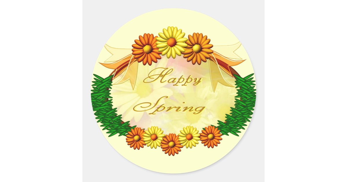Happy Spring Classic Round Sticker | Zazzle