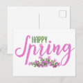 Happy Spring // Cute Spring Flowers Greeting Postcard | Zazzle