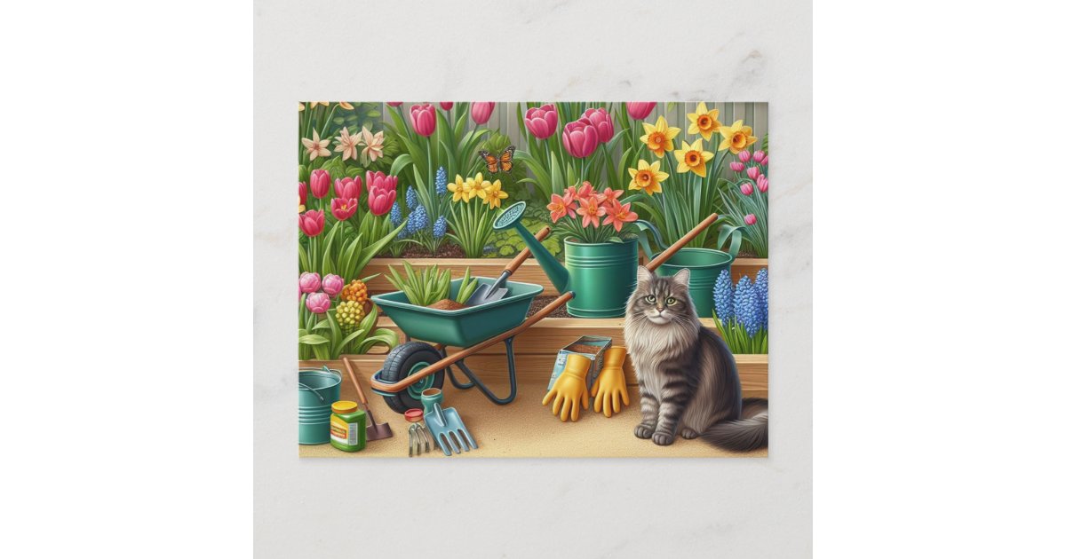 Happy Spring Flower Garden Postcard | Zazzle