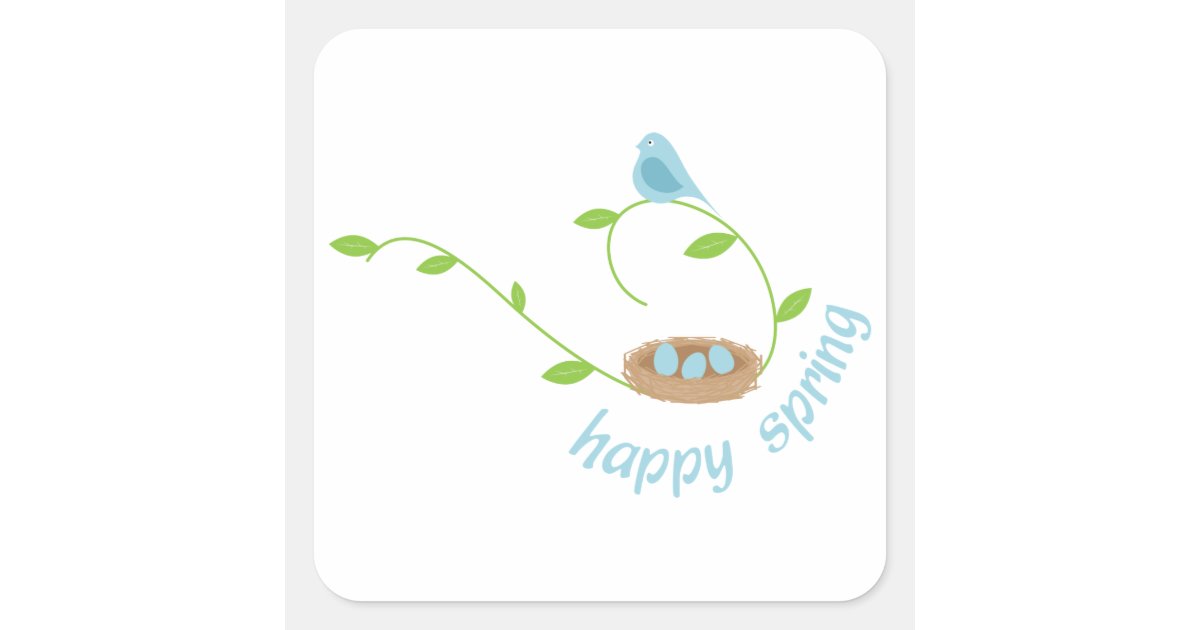Happy Spring Square Sticker | Zazzle