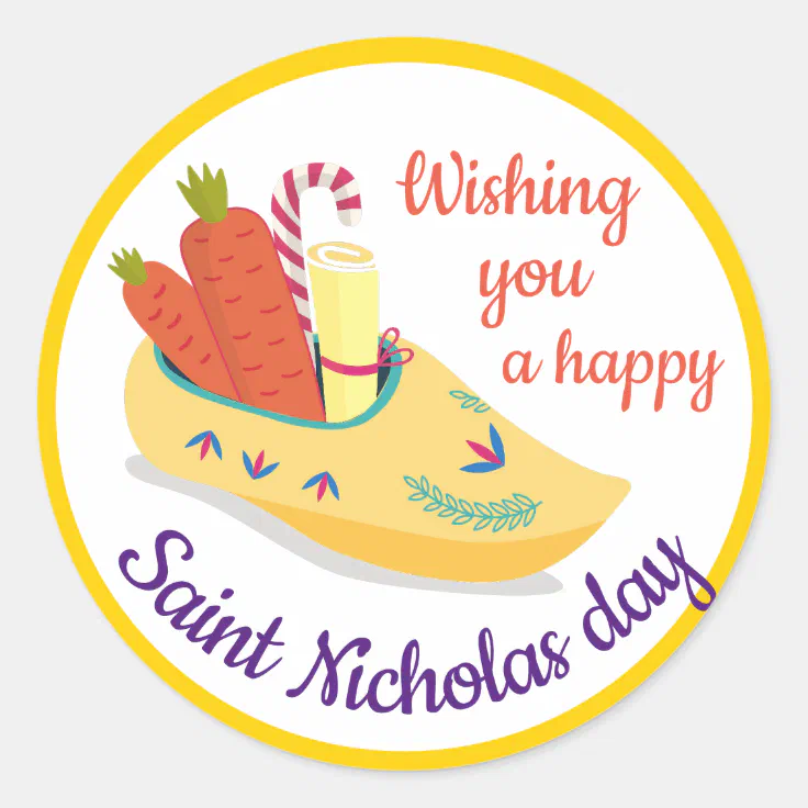 Happy St. Nicholas Day Greeting, Sinterklaas eve Classic Round Sticker ...
