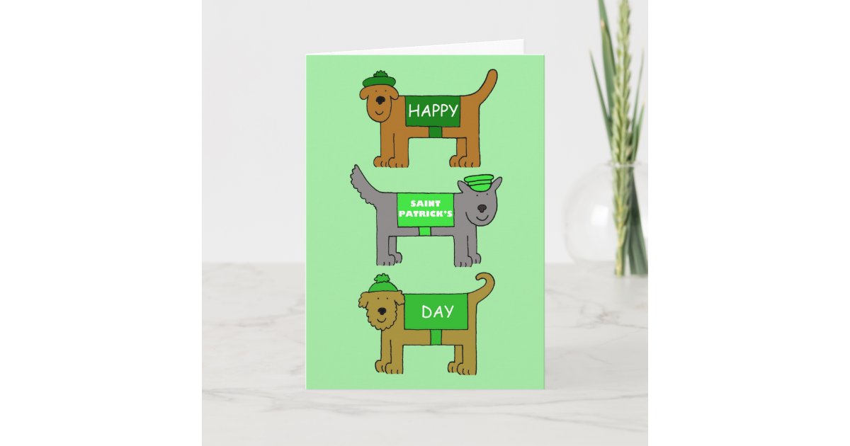 Happy St. Patricks Day Cartoon Dogs Card | Zazzle