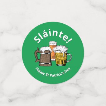HAPPY ST PATRICK'S DAY Sláinte! Cartoon Beers Confetti | Zazzle