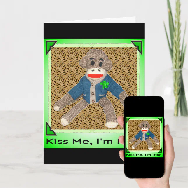 Happy St. Patrick's Day Sock Monkey Card | Zazzle