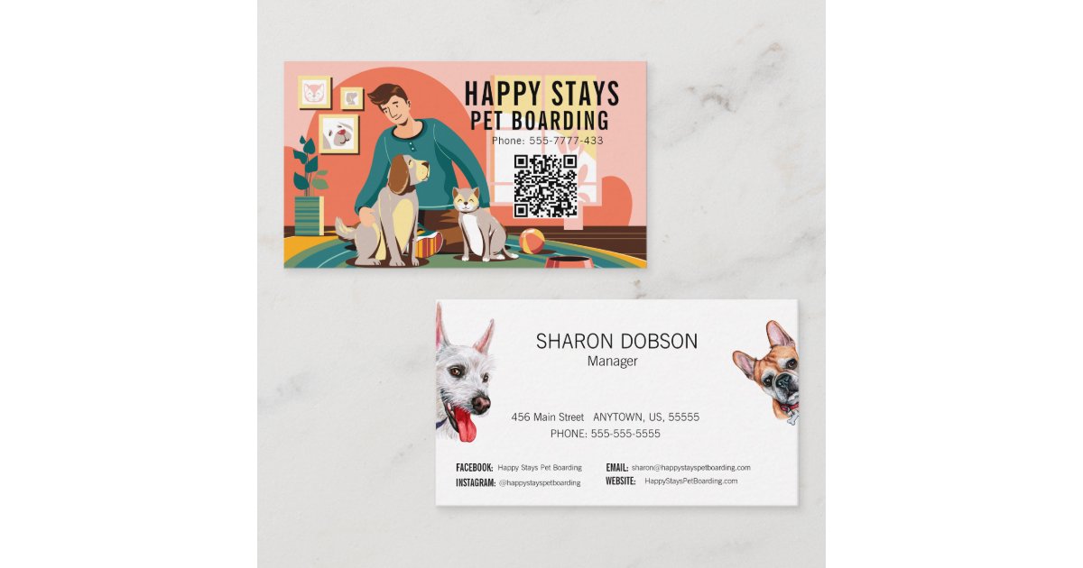 Happy Stays Pet Boarding Business Card | Zazzle