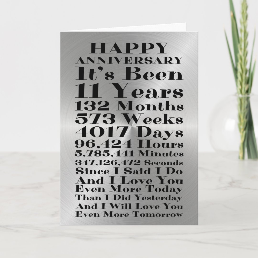 Happy Steel 11th Wedding Anniversary Card | Zazzle