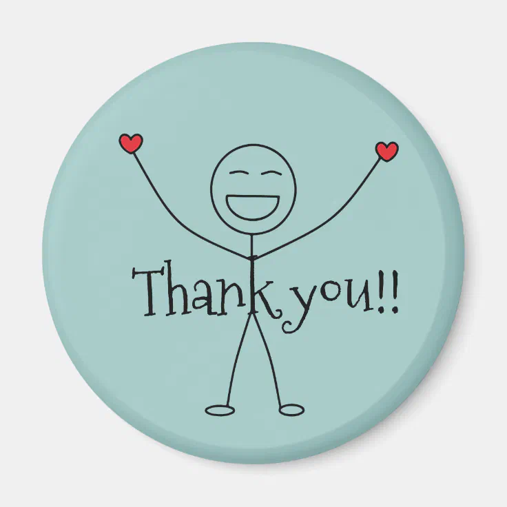 Happy Stick Man Thank you Gratitude Magnet | Zazzle
