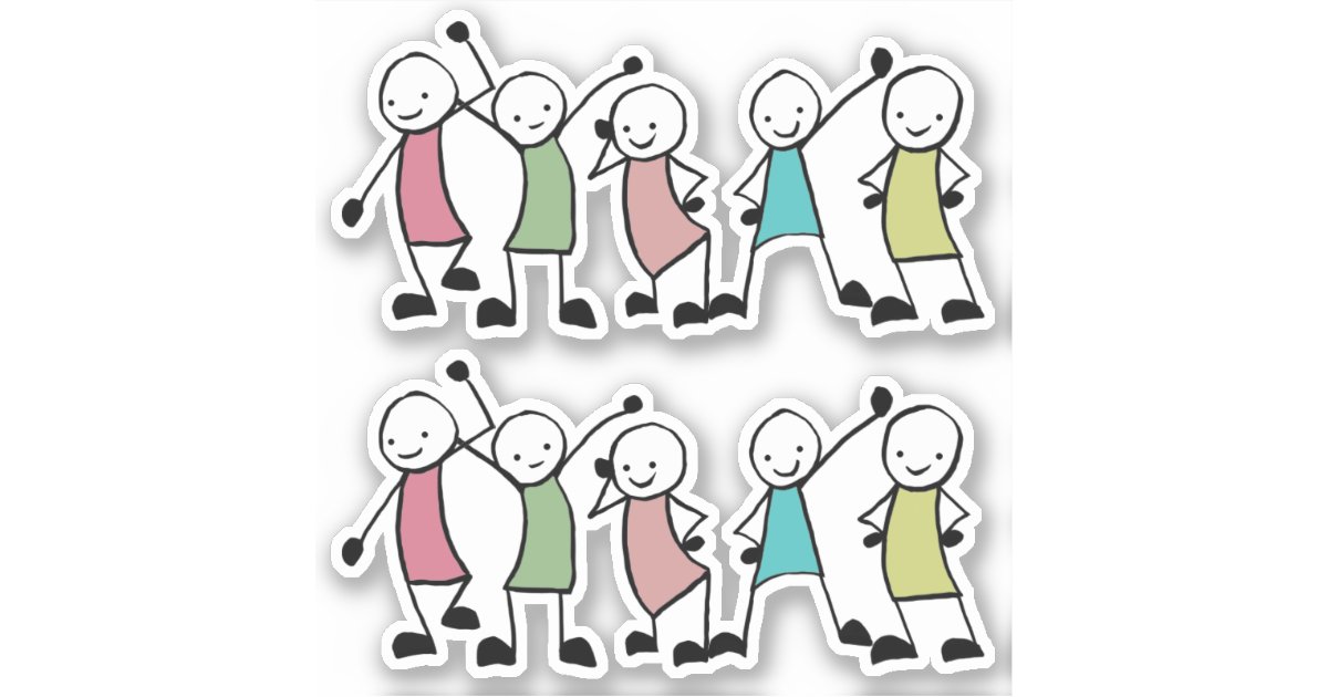 Happy Stick People Friends Sticker | Zazzle