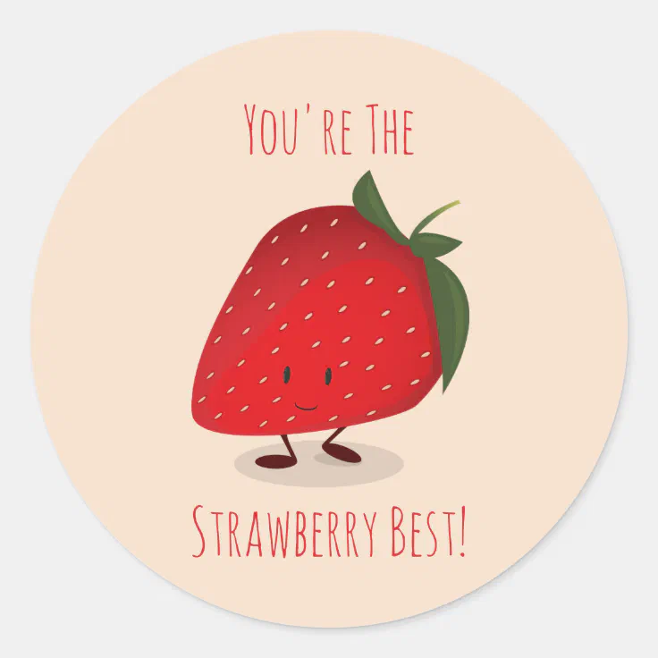 Happy Strawberry Character | Sticker | Zazzle