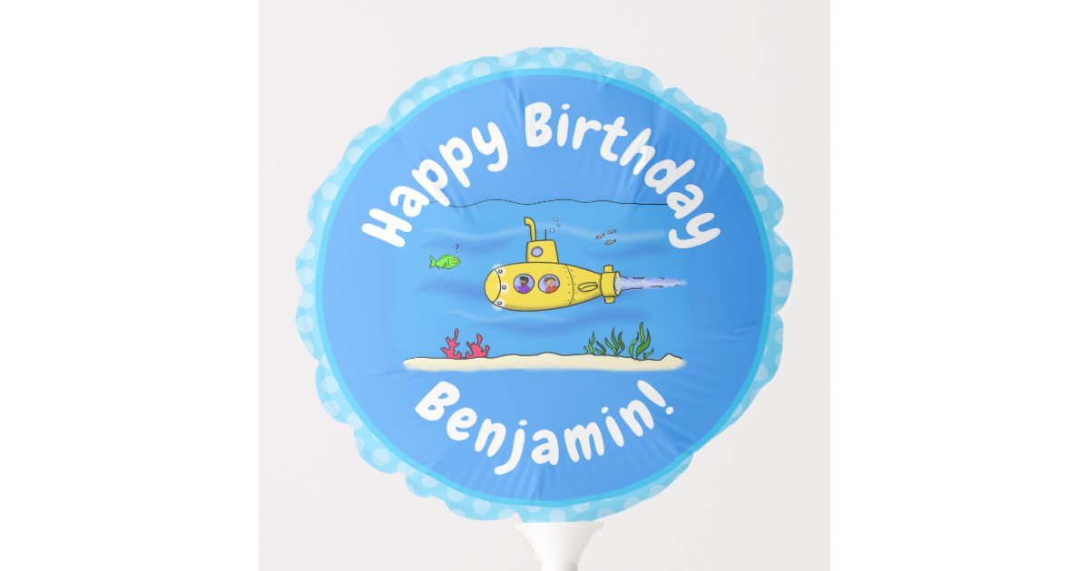 Happy submarine cartoon balloon | Zazzle