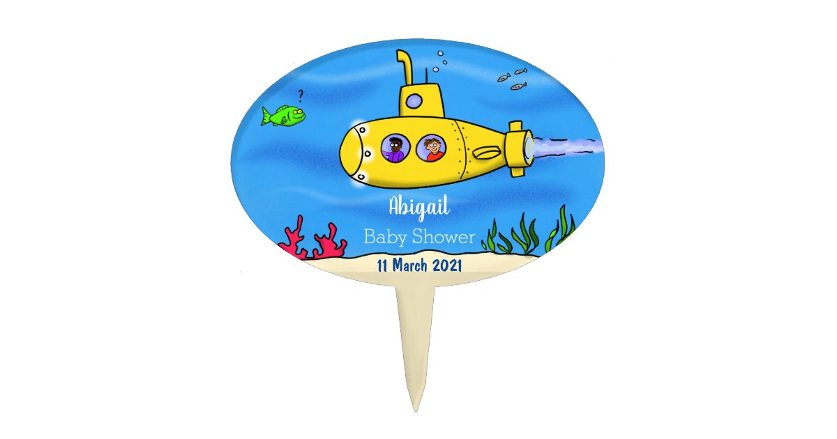 Happy submarine cartoon cake topper | Zazzle