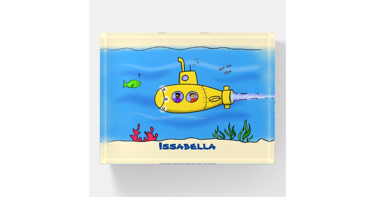 Happy submarine cartoon paperweight | Zazzle