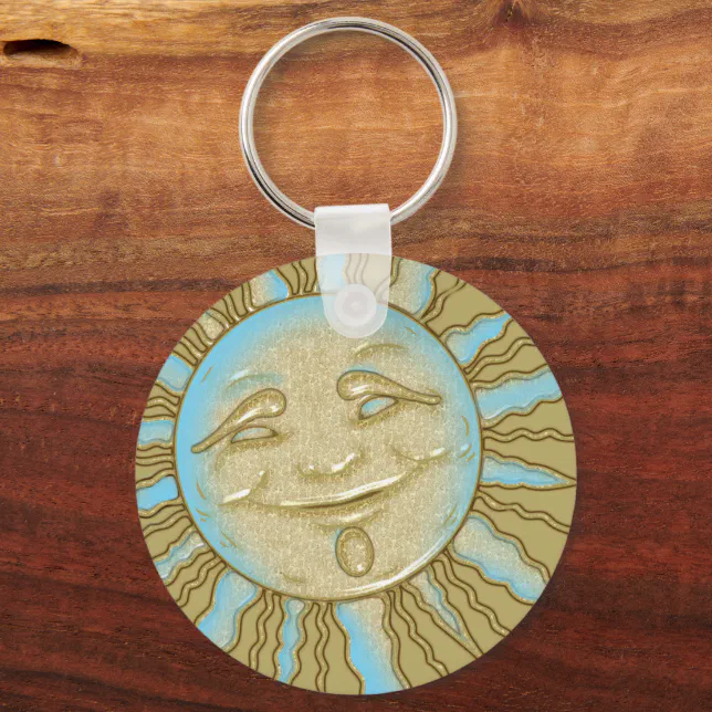 Happy Summer Smiling Sun Artwork | Keychain | Zazzle