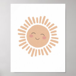 Happy Sun Neutral Nursery Decor Poster | Zazzle
