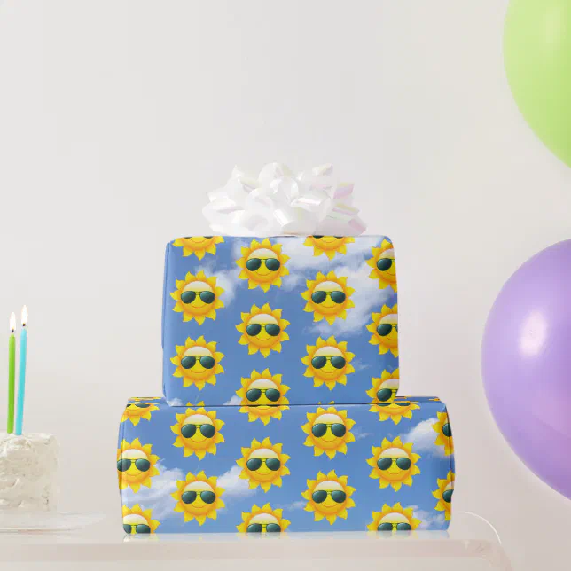 Happy Sun With Sunglasses Wrapping Paper | Zazzle