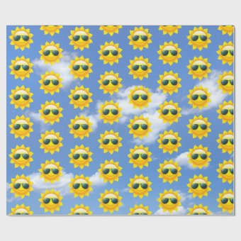 Happy Sun With Sunglasses Wrapping Paper | Zazzle