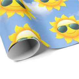 Happy Sun With Sunglasses Wrapping Paper | Zazzle