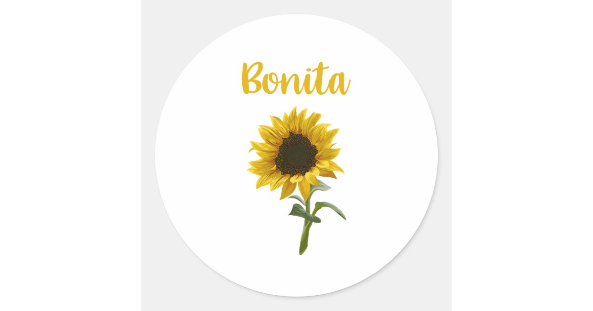 Happy Sunflower - Bonita Name Classic Round Sticker | Zazzle