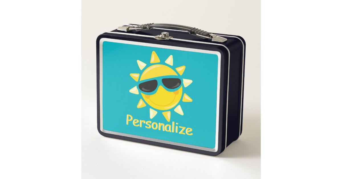 Happy Sunshine Cool Sun Sunglasses Personalized Metal Lunch Box | Zazzle