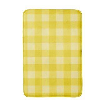 Happy Sunshine Yellow Checkered Squares Plaid Bath Mat | Zazzle