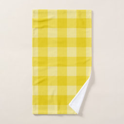 Happy Sunshine Yellow Checkered Squares Plaid Bath Towel Set | Zazzle