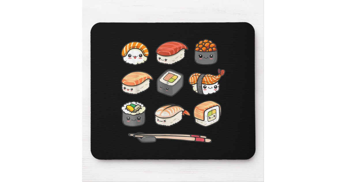 Happy Sushi Anime Kawaii Set Japanese Food Lover O Mouse Pad | Zazzle