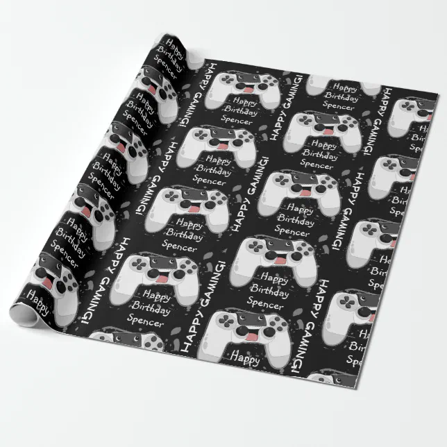 Happy & Sweaty Game Controller Personalized Wrapping Paper | Zazzle