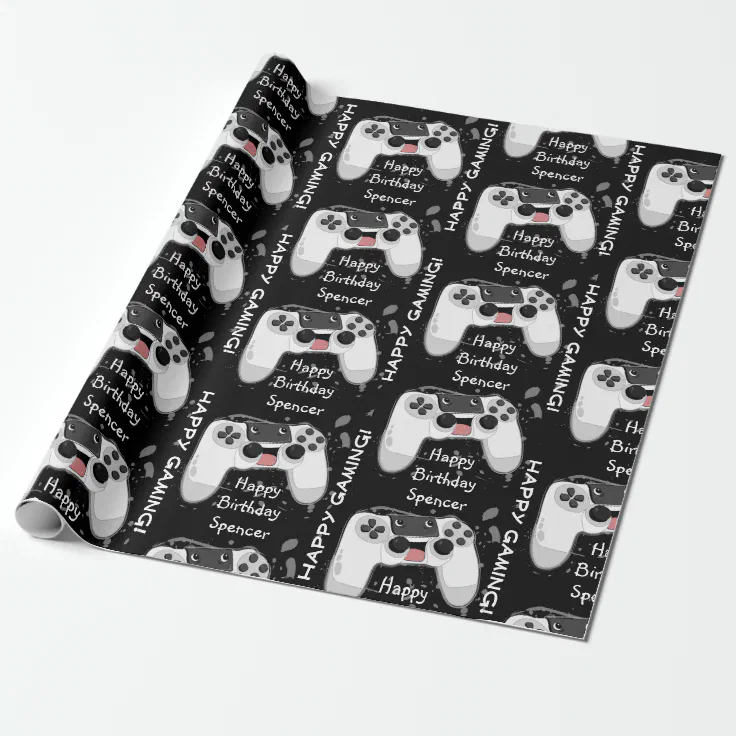 Happy & Sweaty Game Controller Personalized Wrapping Paper | Zazzle