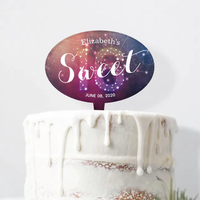 Happy Sweet 16 Birthday Galaxy Star Constellations Cake Topper | Zazzle