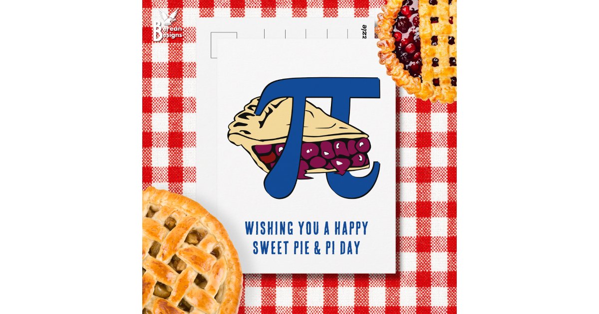 Happy Sweet Cherry Pie PI DAY Postcard | Zazzle