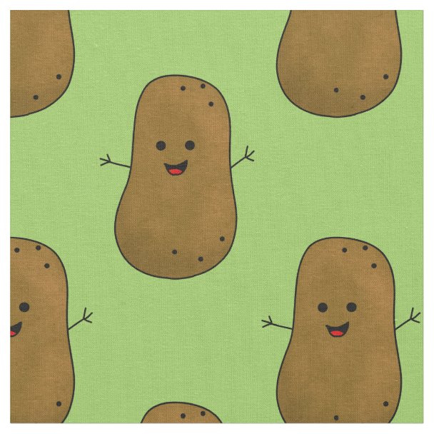 Happy Sweet Potato Fabric | Zazzle