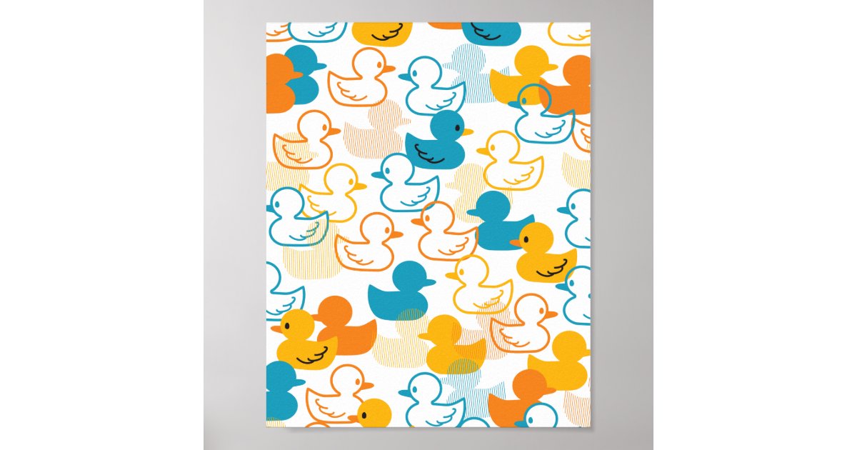Happy Swimming a Paddling of Ducks Pattern II Poster | Zazzle