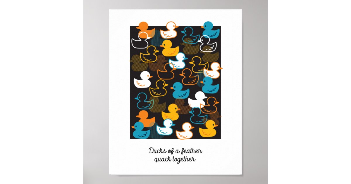 Happy Swimming a Paddling of Ducks Pattern Poster | Zazzle