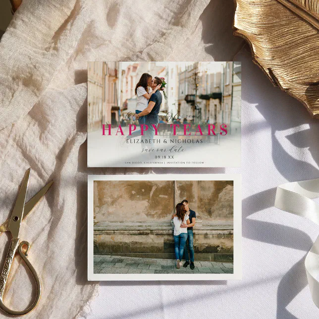Happy Tears | Cute Photo Save the Date | Zazzle