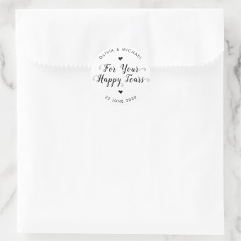 Happy Tears Simple Modern Wedding Tissue Label | Zazzle